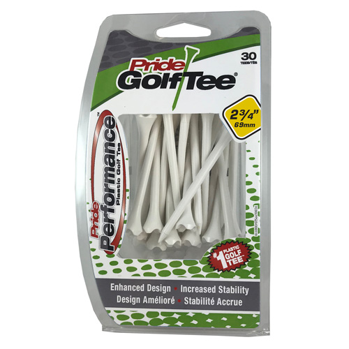 Pride Performance Plastic Tees | 30 Pcs - White - 2 3/4" - Riverside Golf