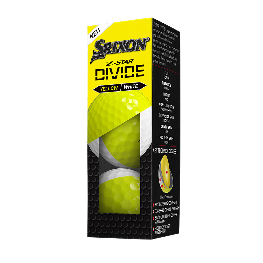 Srixon Z-Star Divide Golf Balls | White / Tour Yellow - Dozen Pack (2025) - Riverside Golf