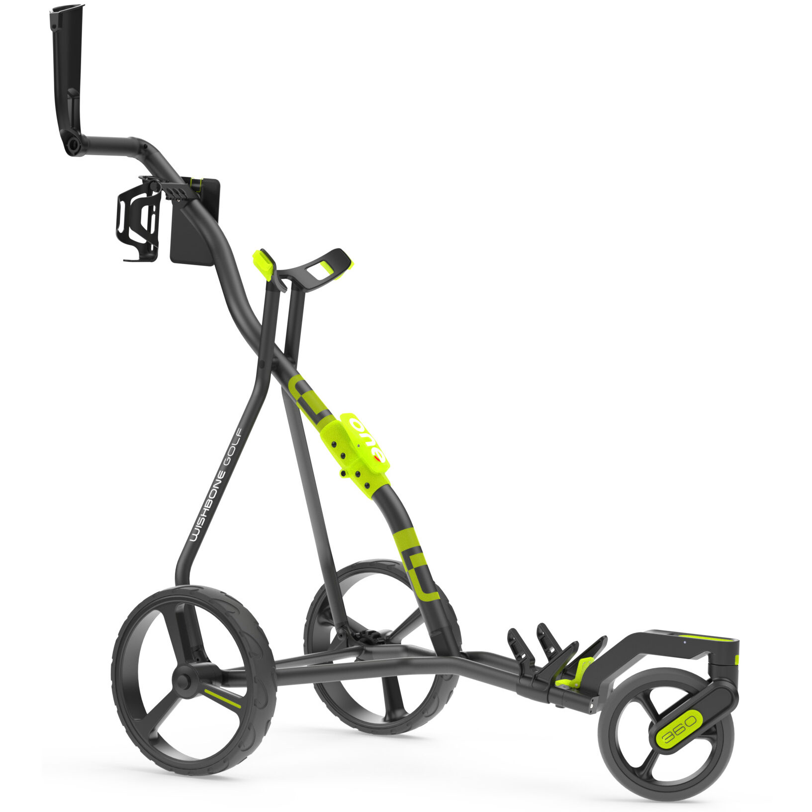 Wishbone One Megalite 3-Wheel Push Cart | Black / Lime - Riverside Golf